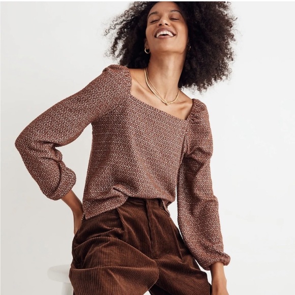 Madewell | Tops | Madewell Nwt Jacquard Puffsleeve Top Size L | Poshmark